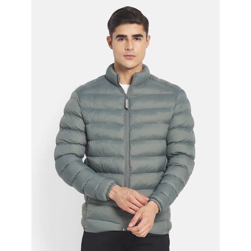Buy METTLE Men Grey Solid Puffer Jacket Online